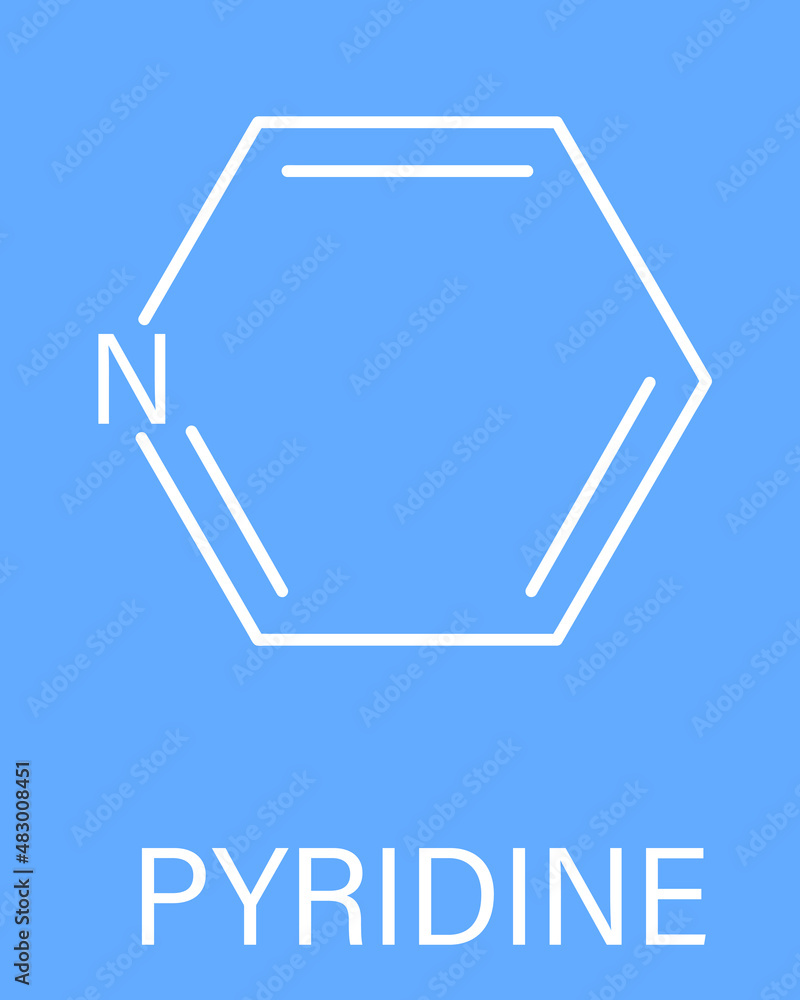 Pyridine chemical solvent and reagent molecule. Skeletal formula. Stock ...