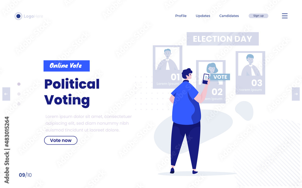 Political voting with online vote concept on landing page design Stock ...