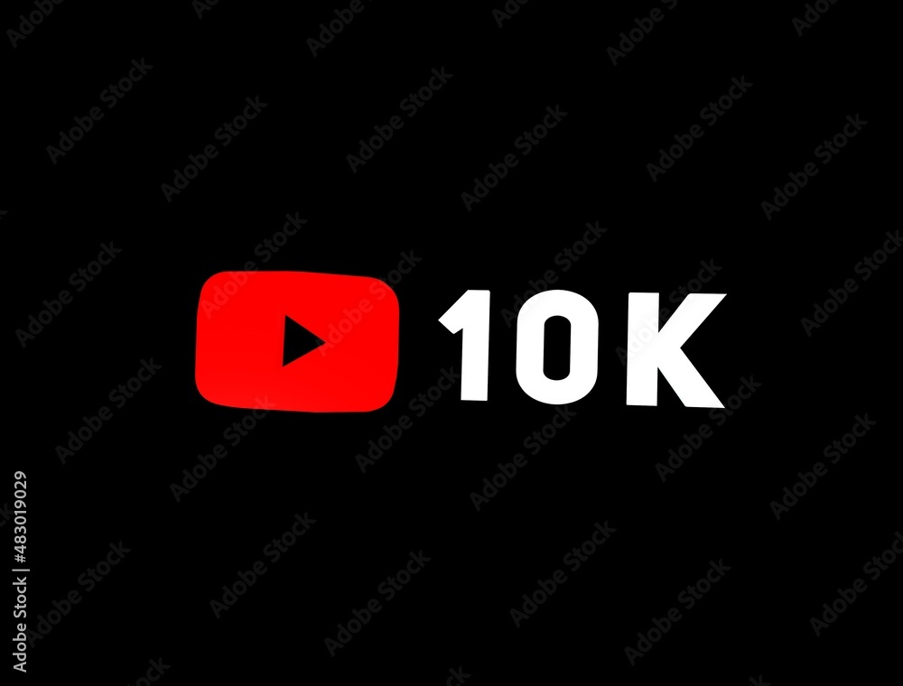 Youtube 10K written in 3D with youtube logo Stock Photo | Adobe Stock
