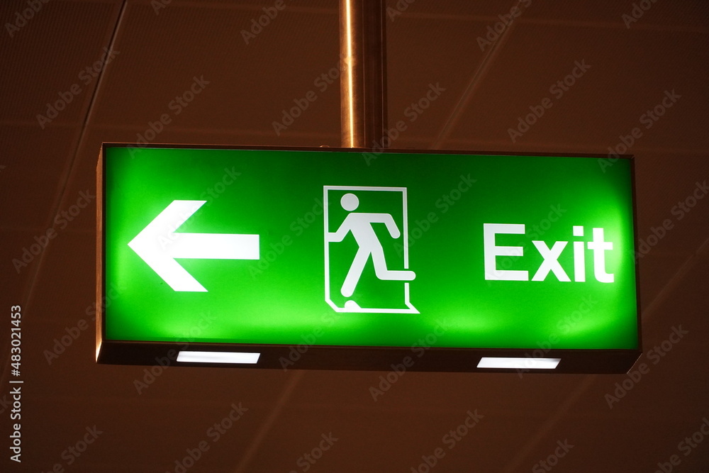 Running Man Sign Emergency Exit. Emergency Fire Exit With Floor ...