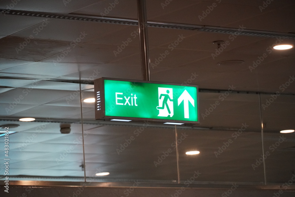 Running Man Sign Emergency Exit. Emergency Fire Exit With Floor ...