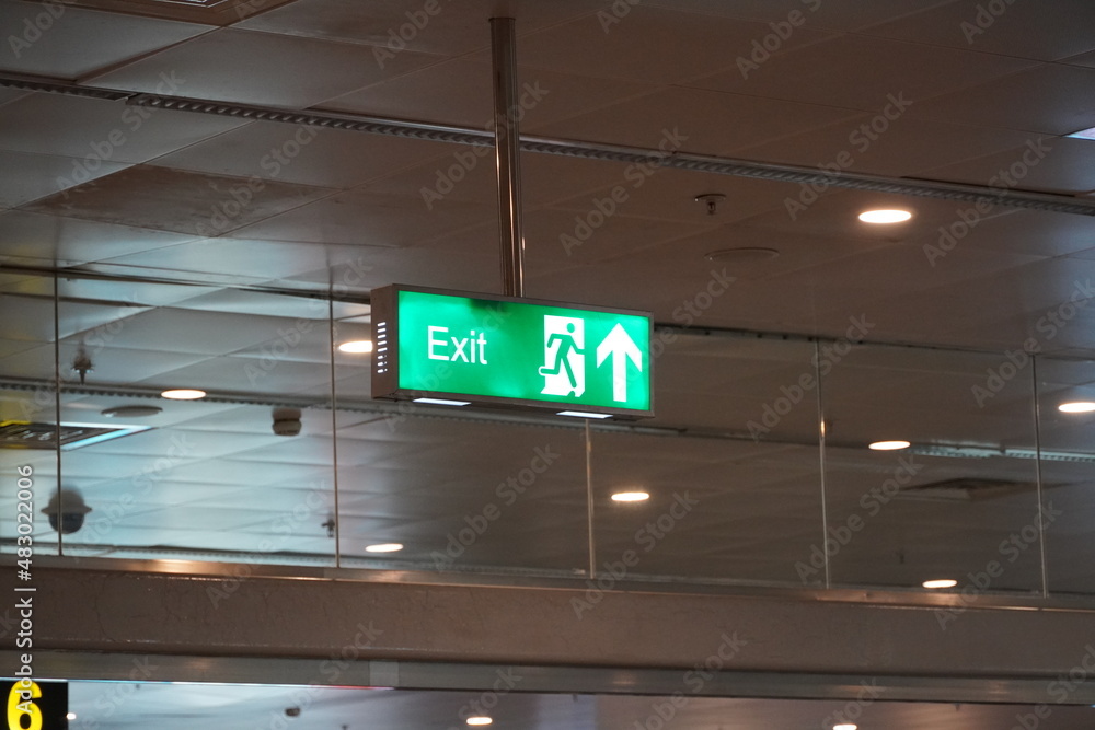 Running Man Sign Emergency Exit. Emergency Fire Exit With Floor ...
