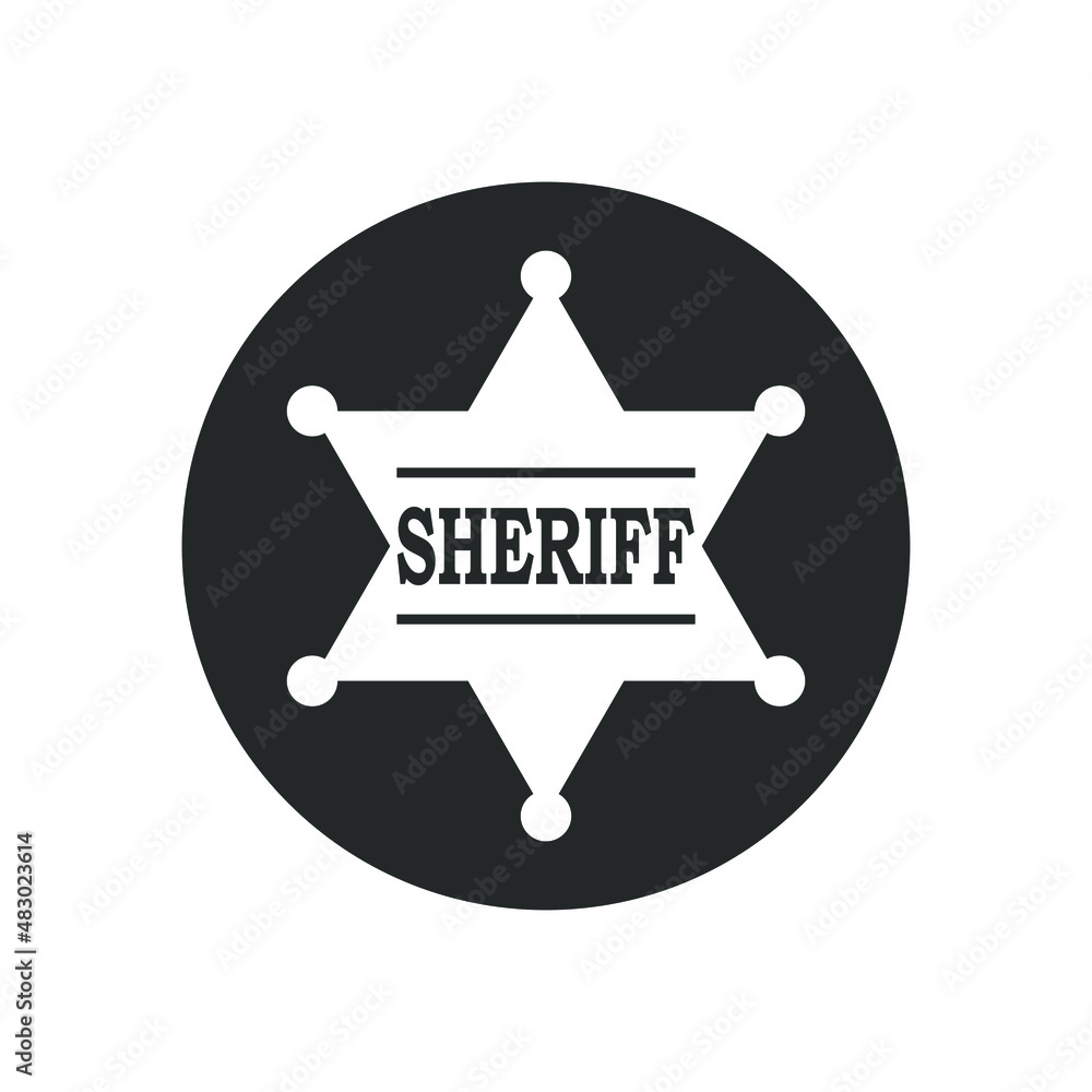 Sheriff star graphic sign. Sheriff emblem isolated on white background ...