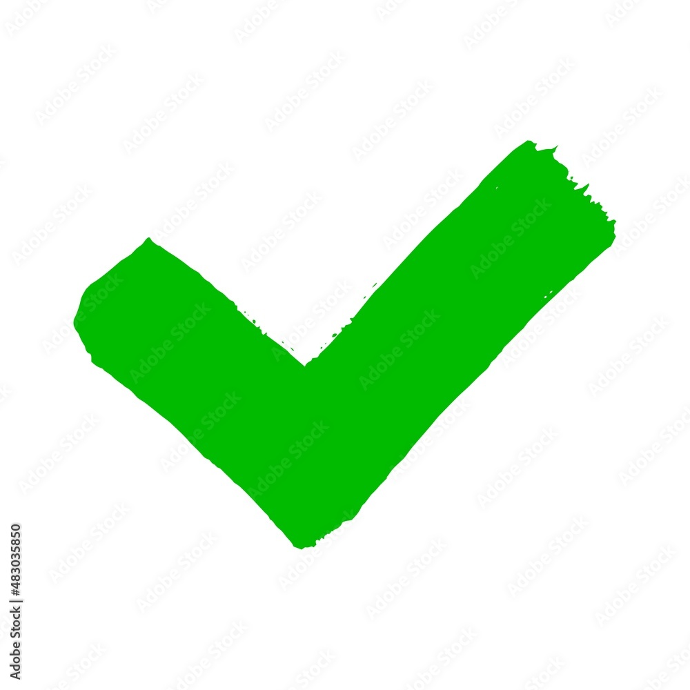 Tick v dirty grunge hand drawn with brush strokes vector illustration ...