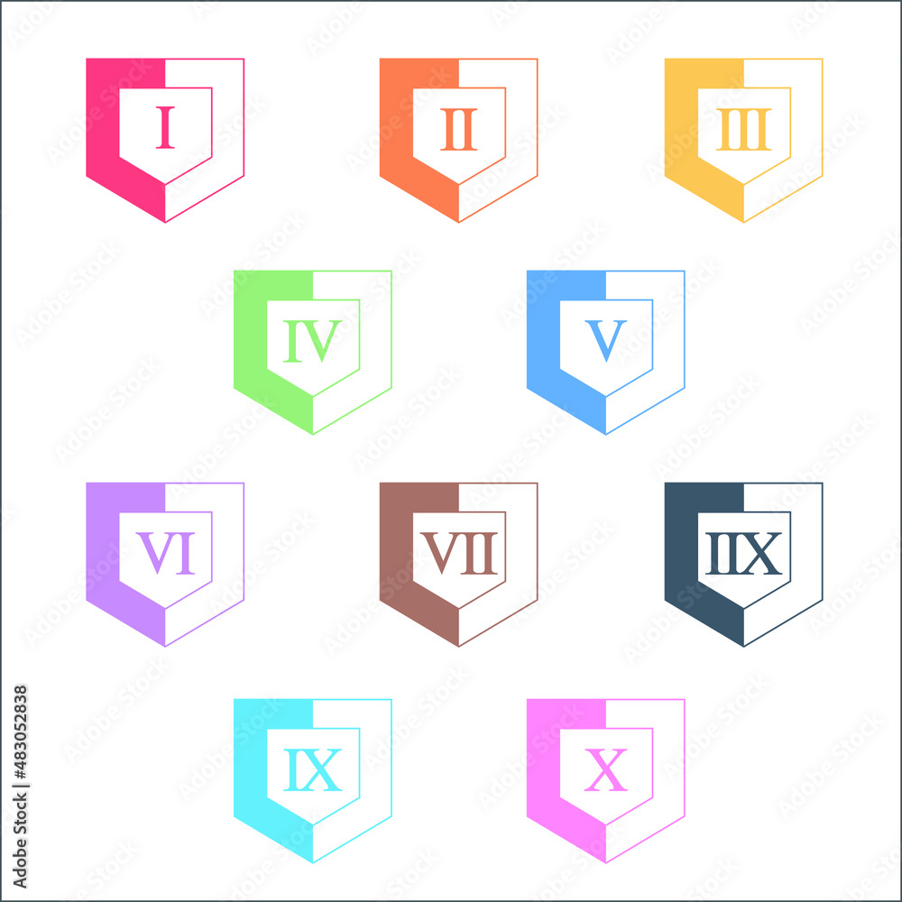 Colorful info-graphic roman numbers can be use to create presentation ...