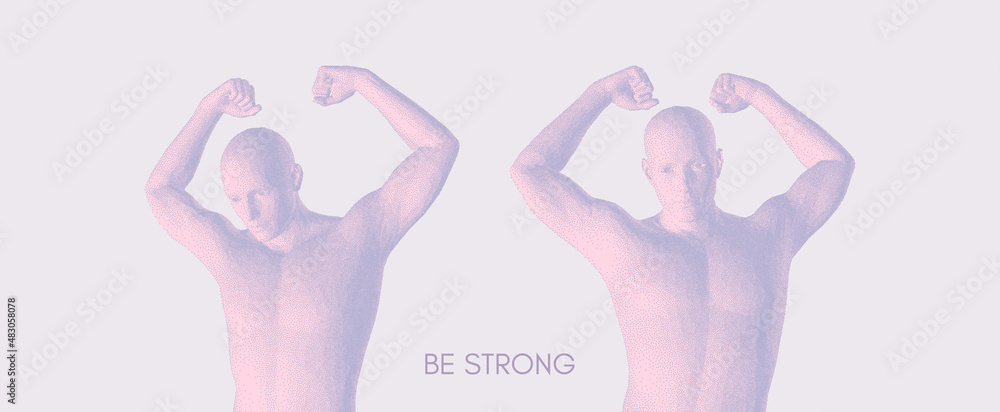 Champion raising both hands in the air as a true winner. Victory and ...