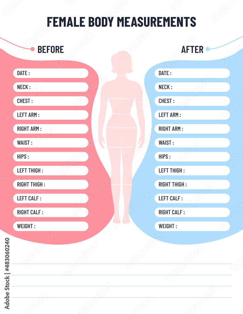 Female body measurements for weight loss Stock Vector | Adobe Stock