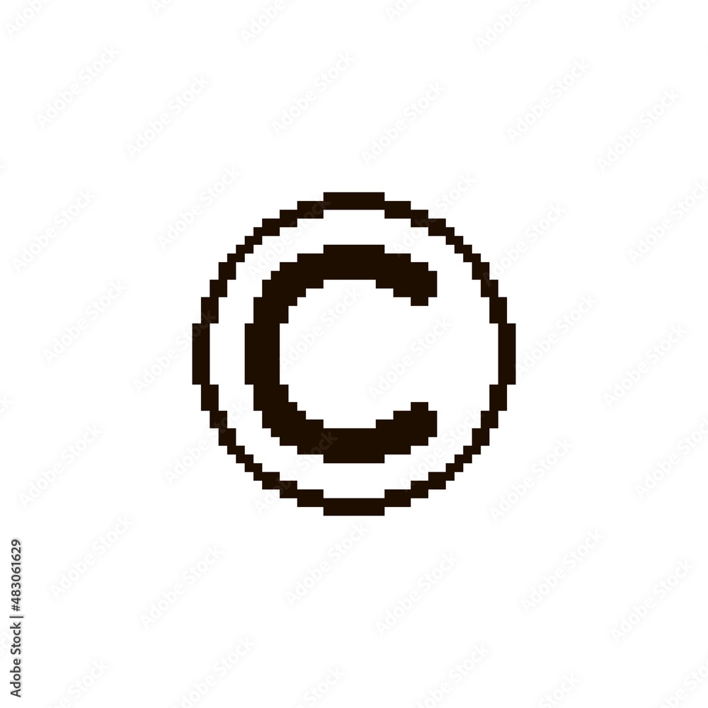 monochrome simple vector pixel art illustration of black copyright ...