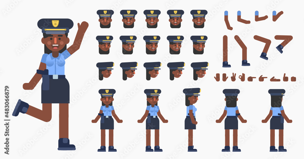 Policewoman, female police officer creation kit. Create your own action ...