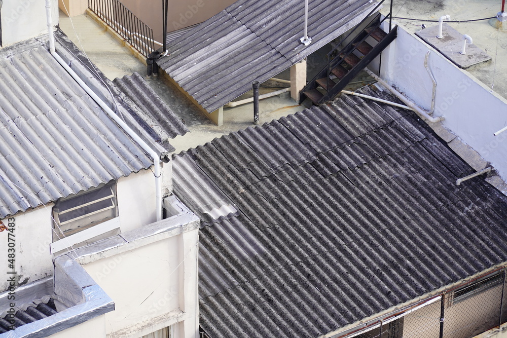 Dangerous asbestos, eternit as building material for roof and wall ...
