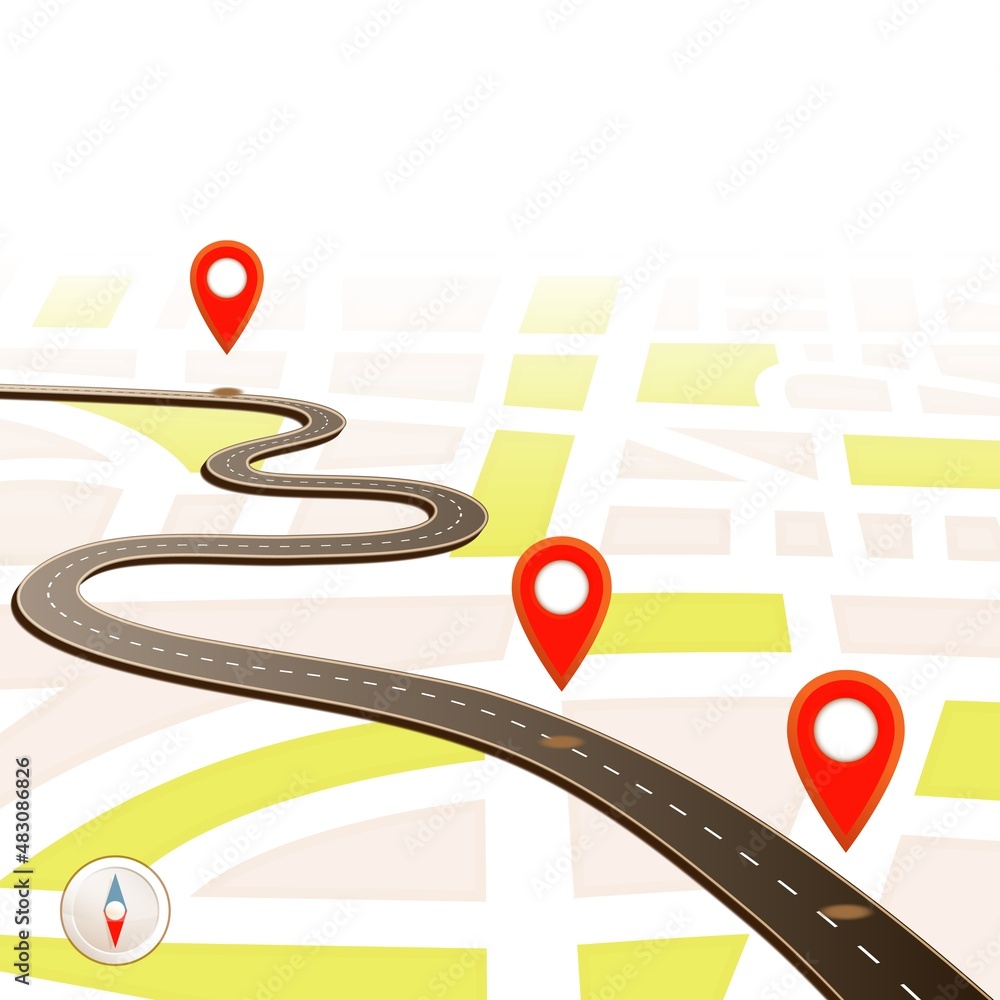 City road map navigation with pin pointer design. Roadmap infographics ...
