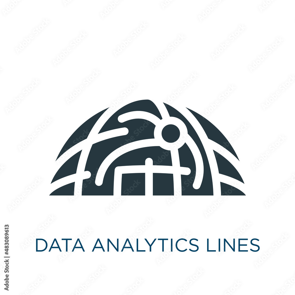 data analytics lines on spherical grid vector icon. data analytics lines on spherical grid, user ...