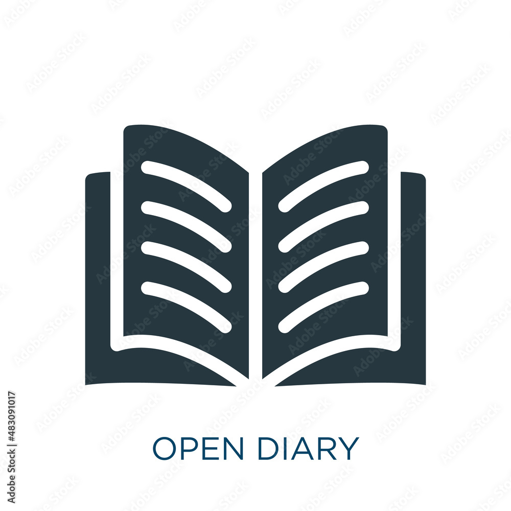 open diary vector icon. open diary, diary, open filled icons from black ...