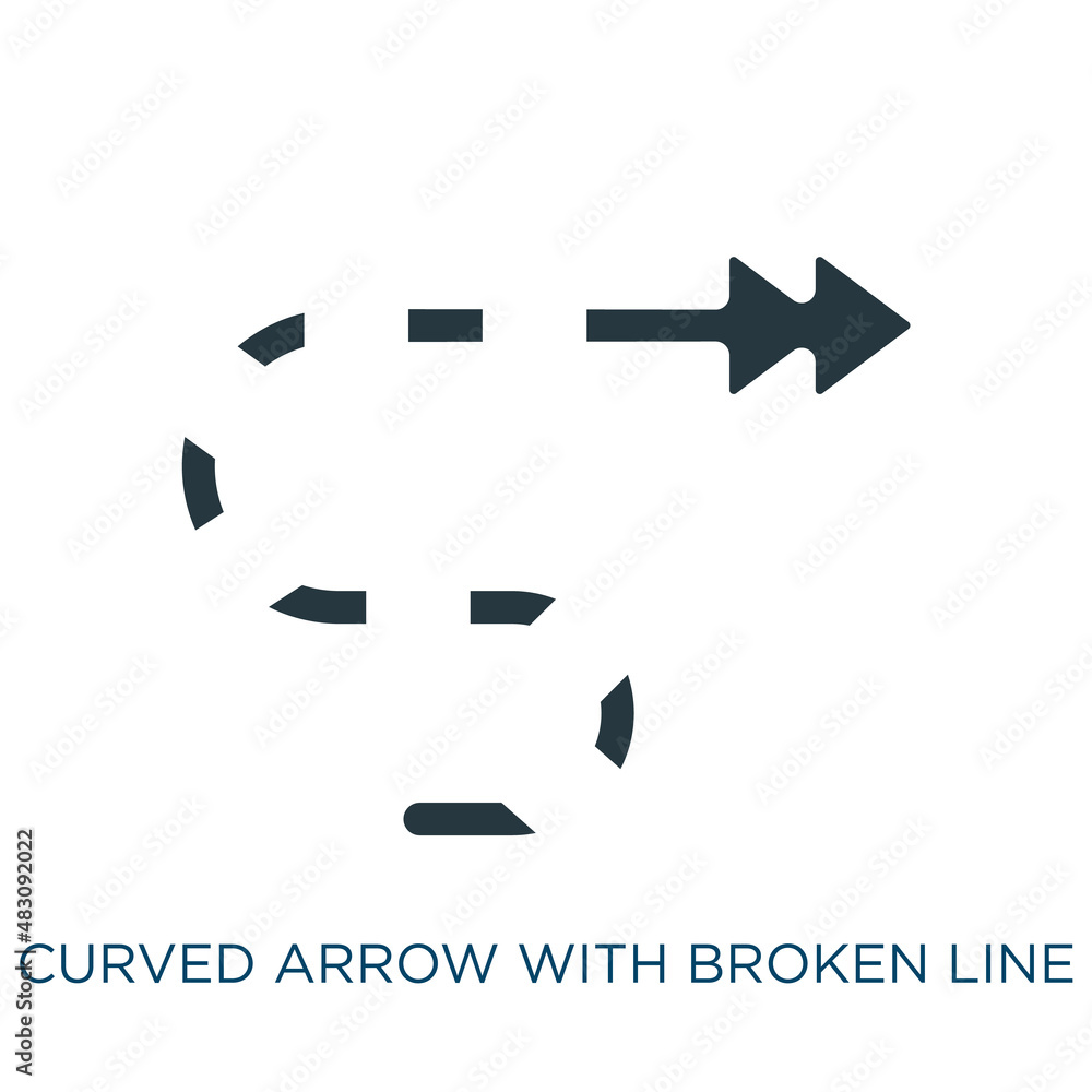 curved arrow with broken line vector icon. curved arrow with broken ...