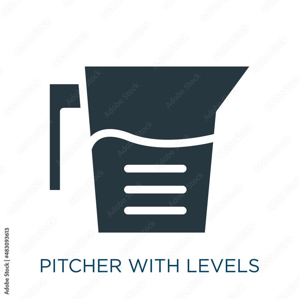 pitcher with levels vector icon. pitcher with levels, tools and ...