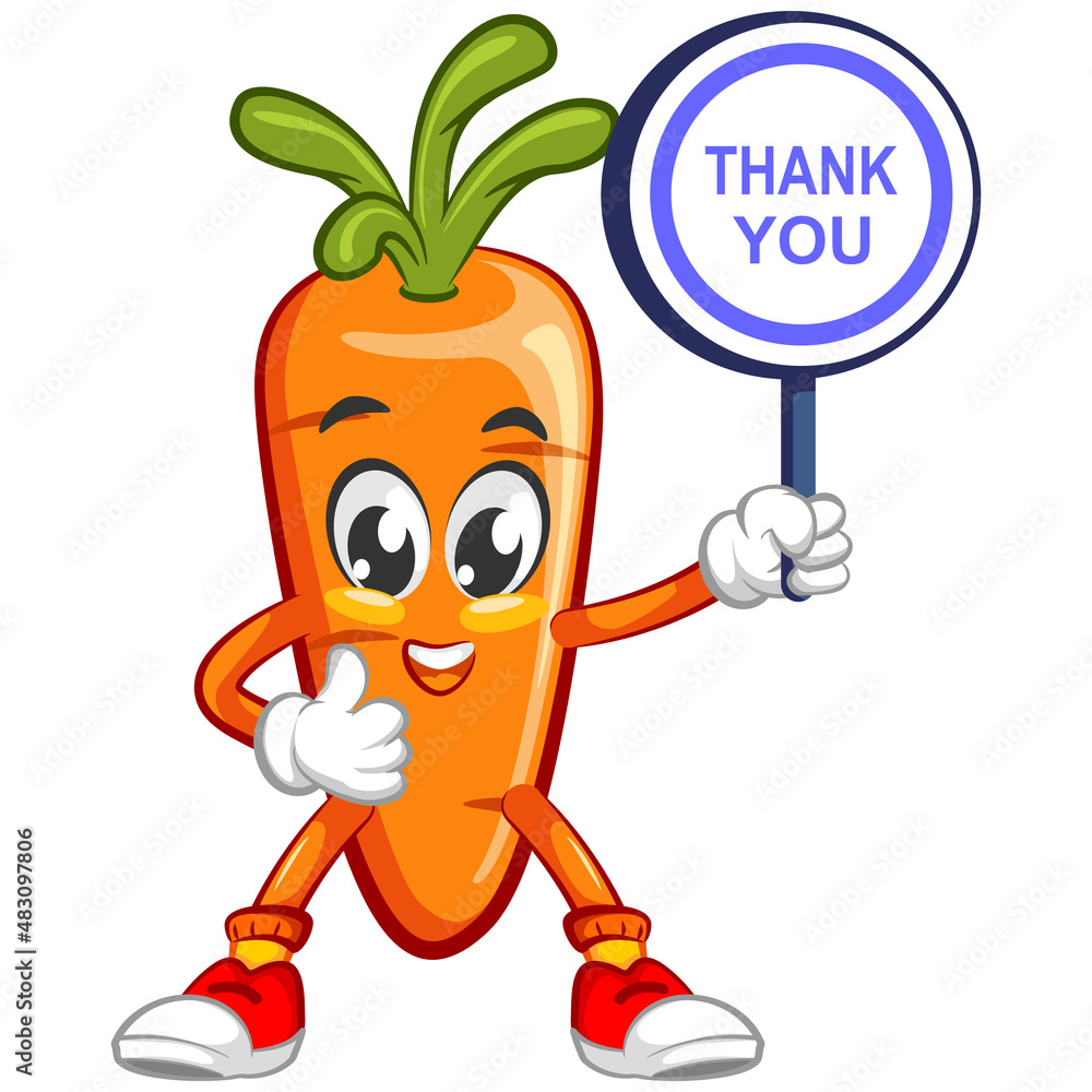 vector illustration of mascot character a cute carrot holding a thank ...