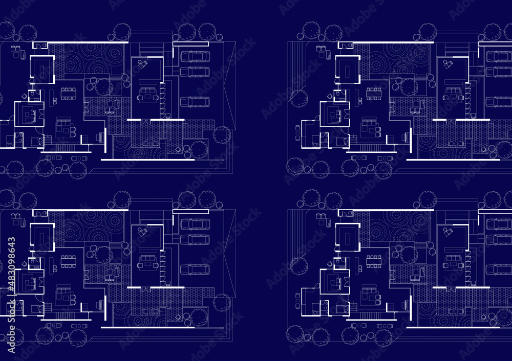 Floor plan designed building on the drawing. Stock Illustration | Adobe ...