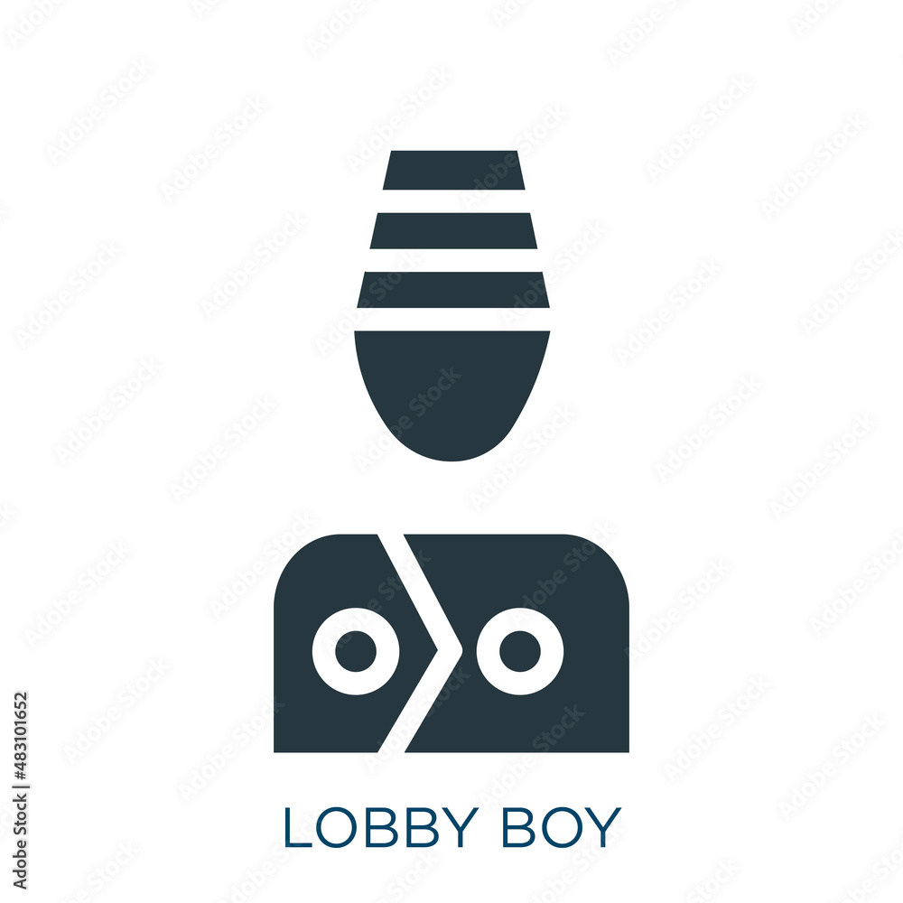lobby boy vector icon. lobby boy, lobby, boy filled icons from black ...
