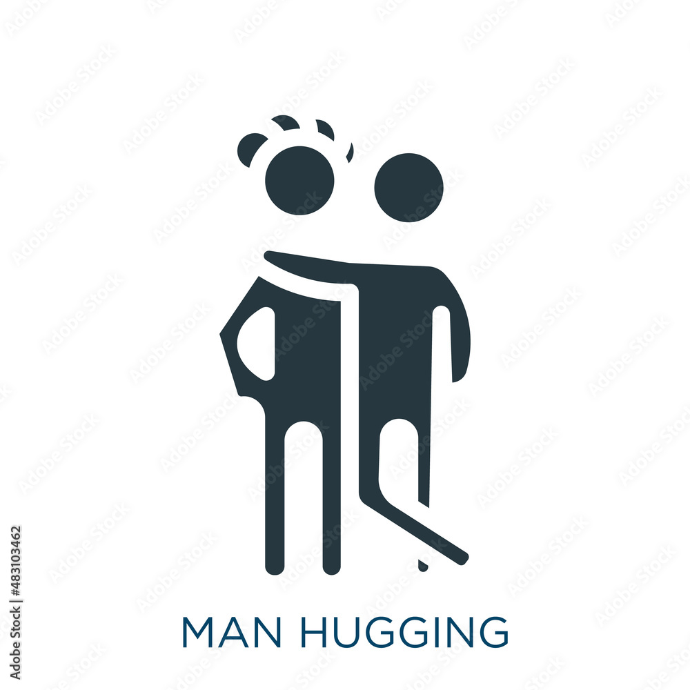 man hugging vector icon. man hugging, man, hug filled icons from black ...