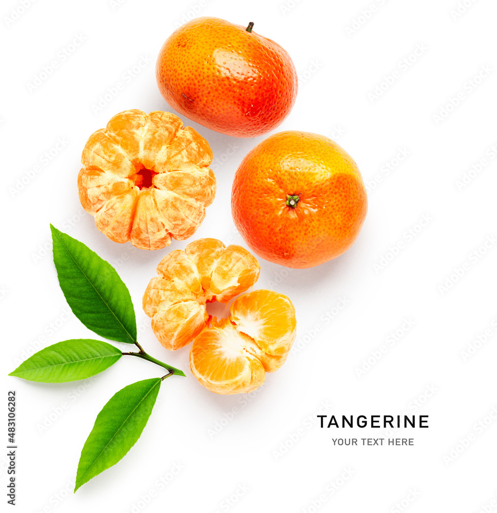 Tangerine citrus fruits composition and creative layout. Stock Photo ...