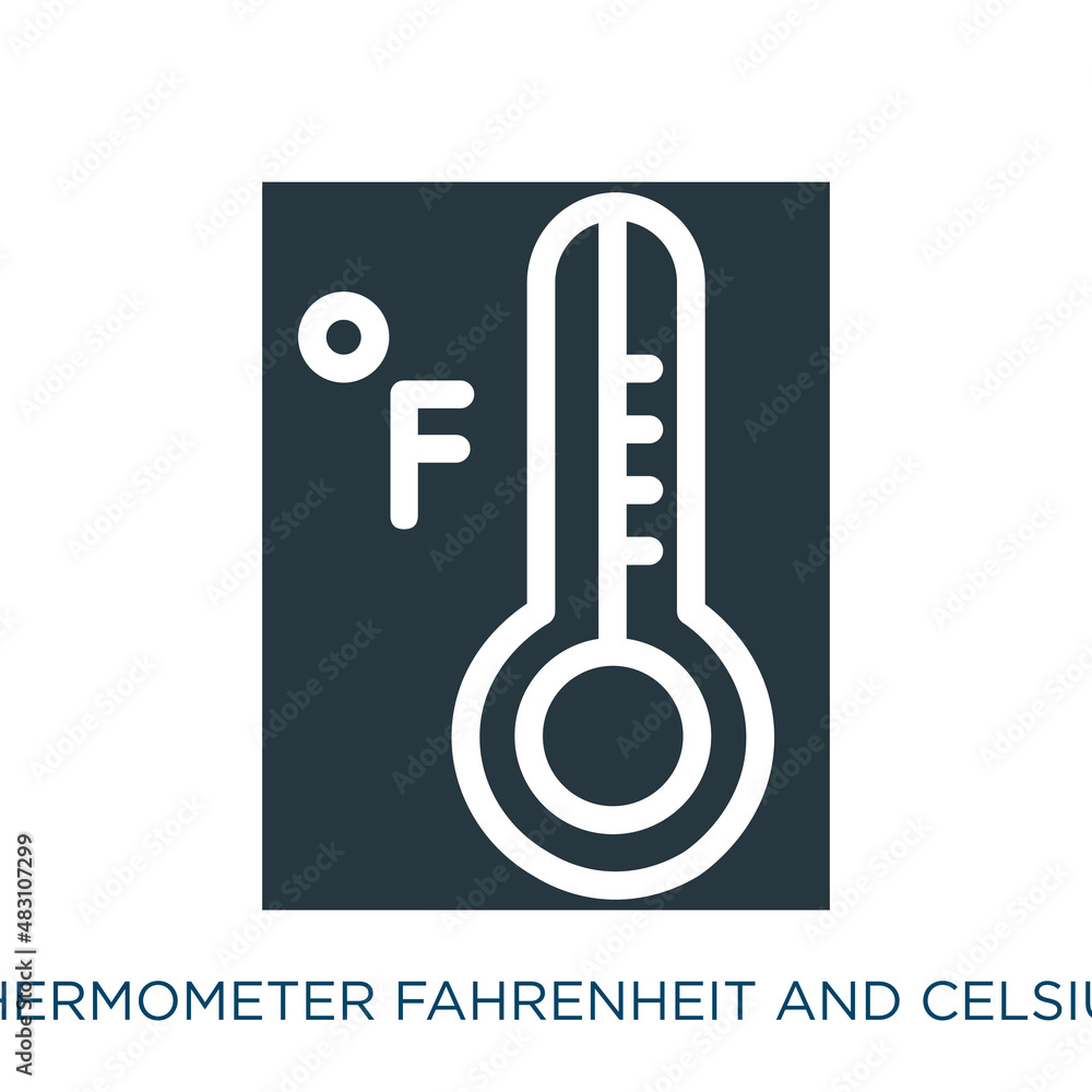 thermometer fahrenheit and celsius vector icon. thermometer fahrenheit ...