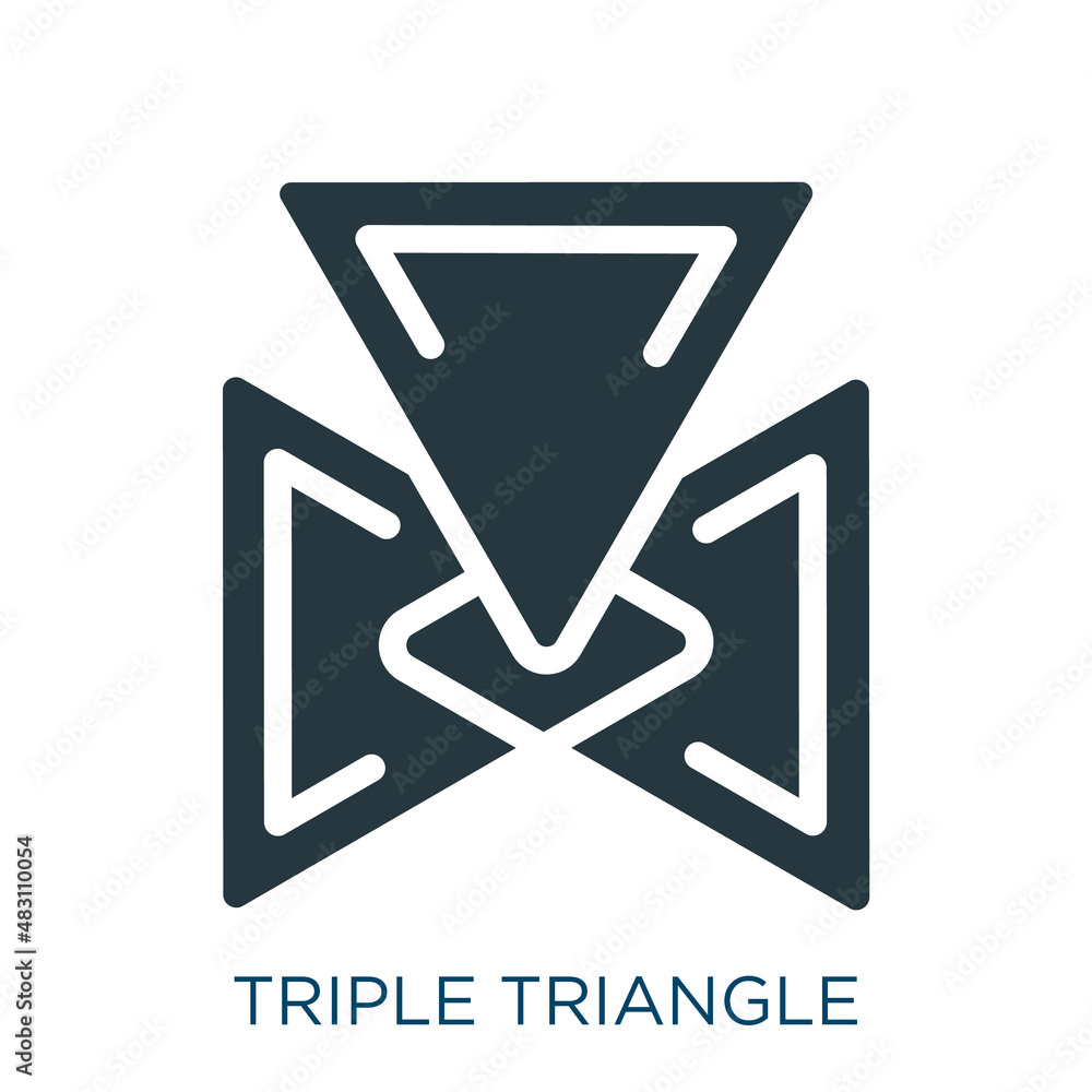 triple triangle vector icon. triple triangle, triple, triangle filled ...