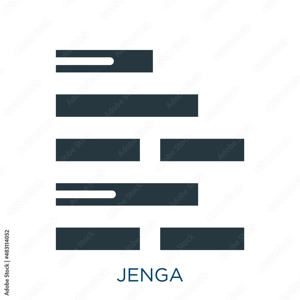 jenga vector icon. jenga, game, wooden filled icons from black flat arcade concept. Isolated ...