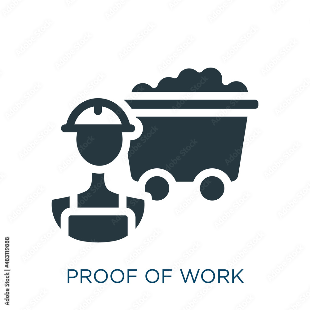 proof of work vector icon. proof of work, computer, calculation filled ...