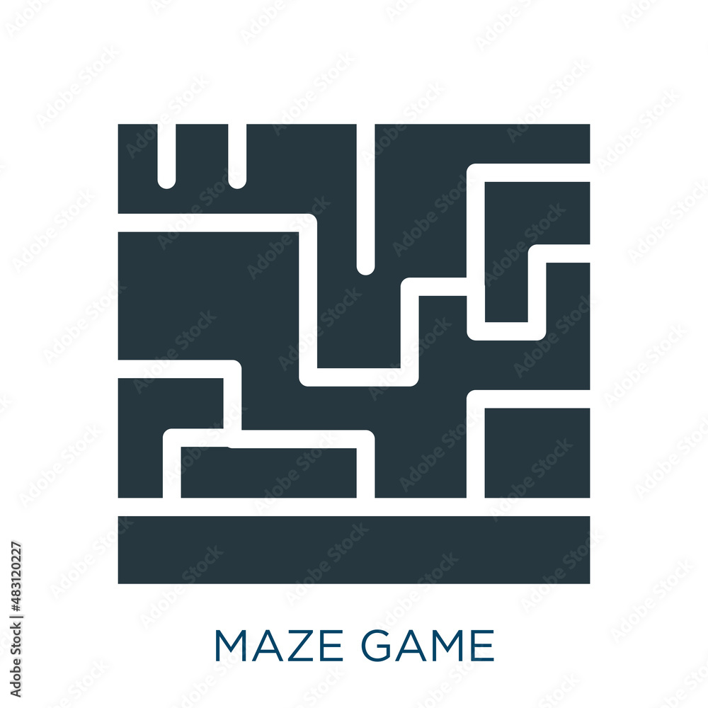 maze game vector icon. maze game, maze, game filled icons from black ...