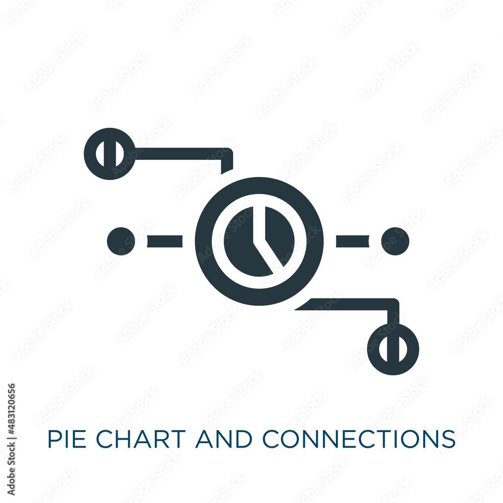pie chart and connections vector icon. pie chart and connections ...
