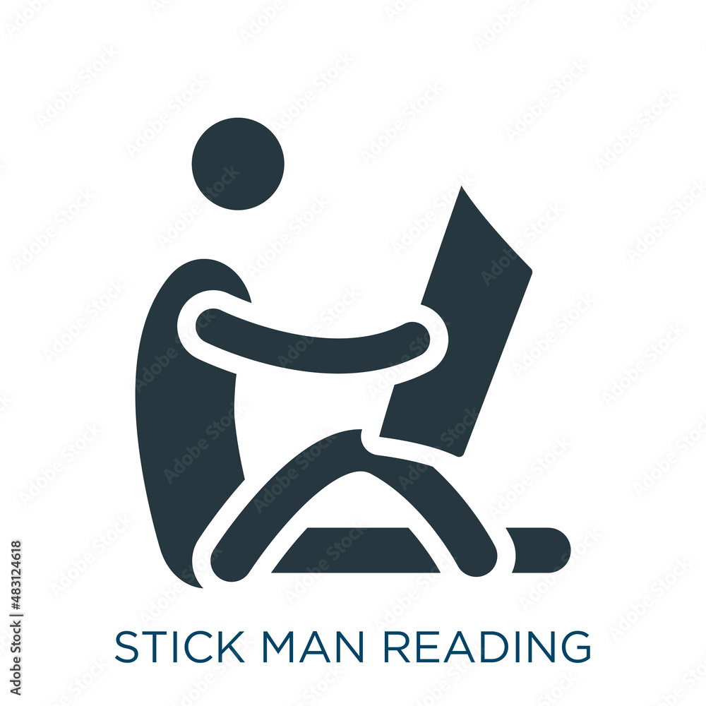 stick man reading vector icon. stick man reading, man, stick filled ...