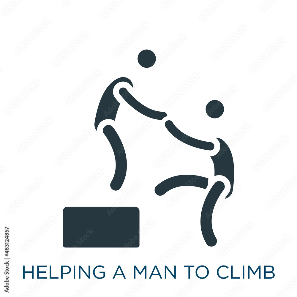helping a man to climb vector icon. helping a man to climb, man ...