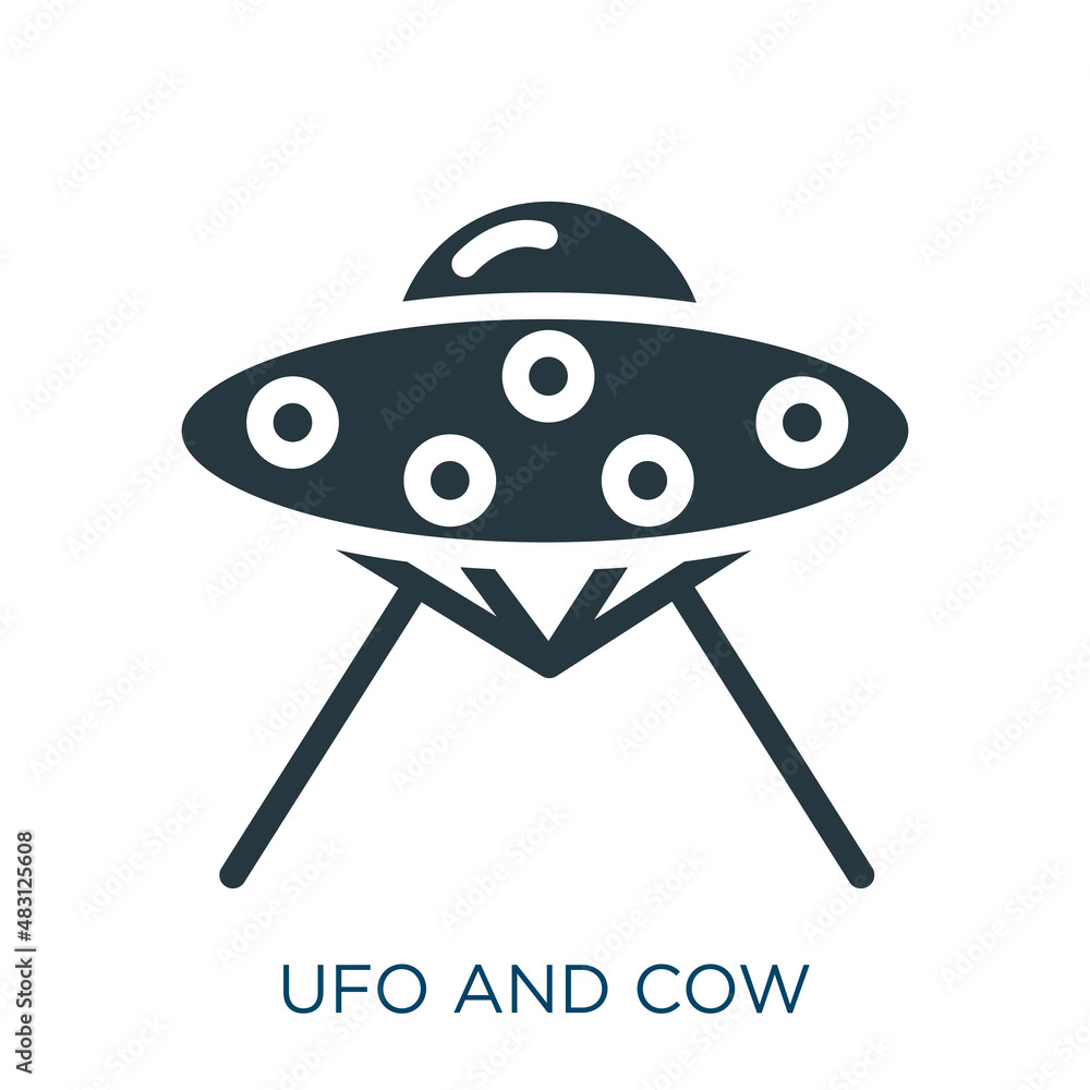ufo and cow vector icon. ufo and cow, ship, cow filled icons from black ...