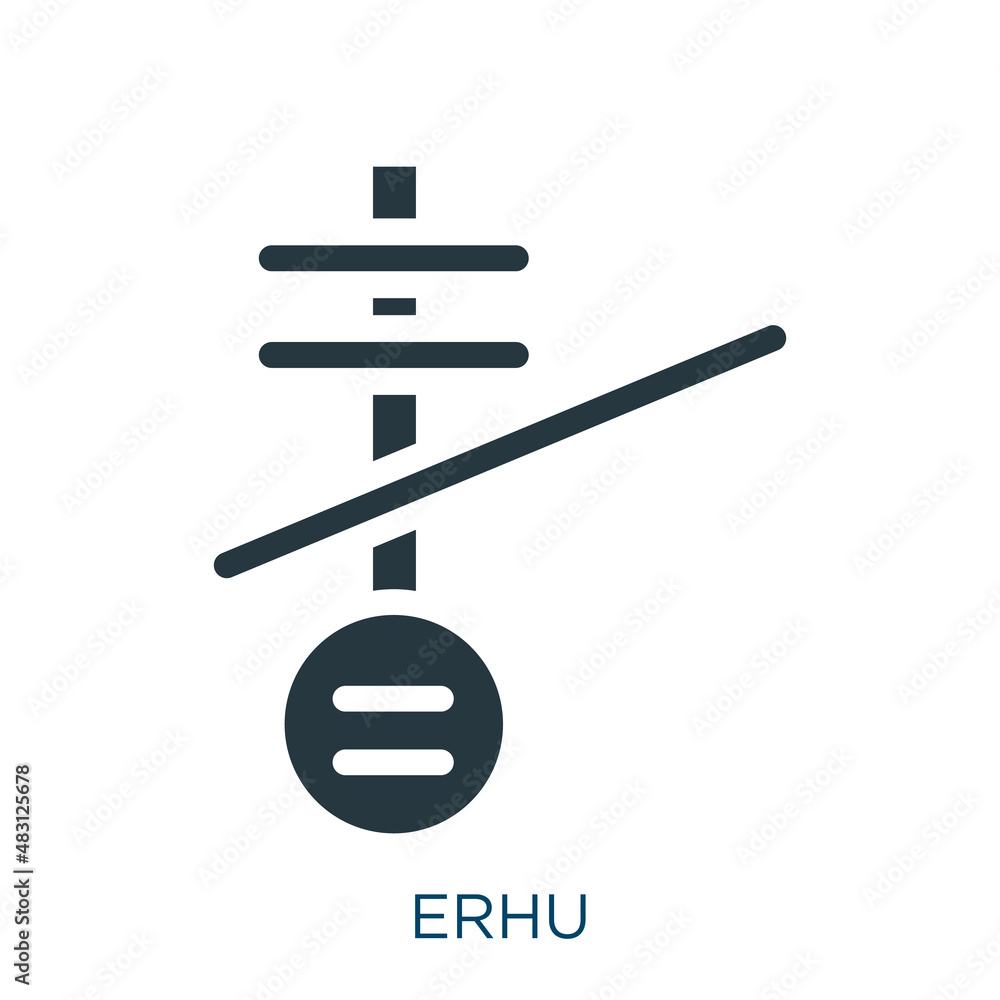 erhu vector icon. erhu, chinese, musical filled icons from black flat ...