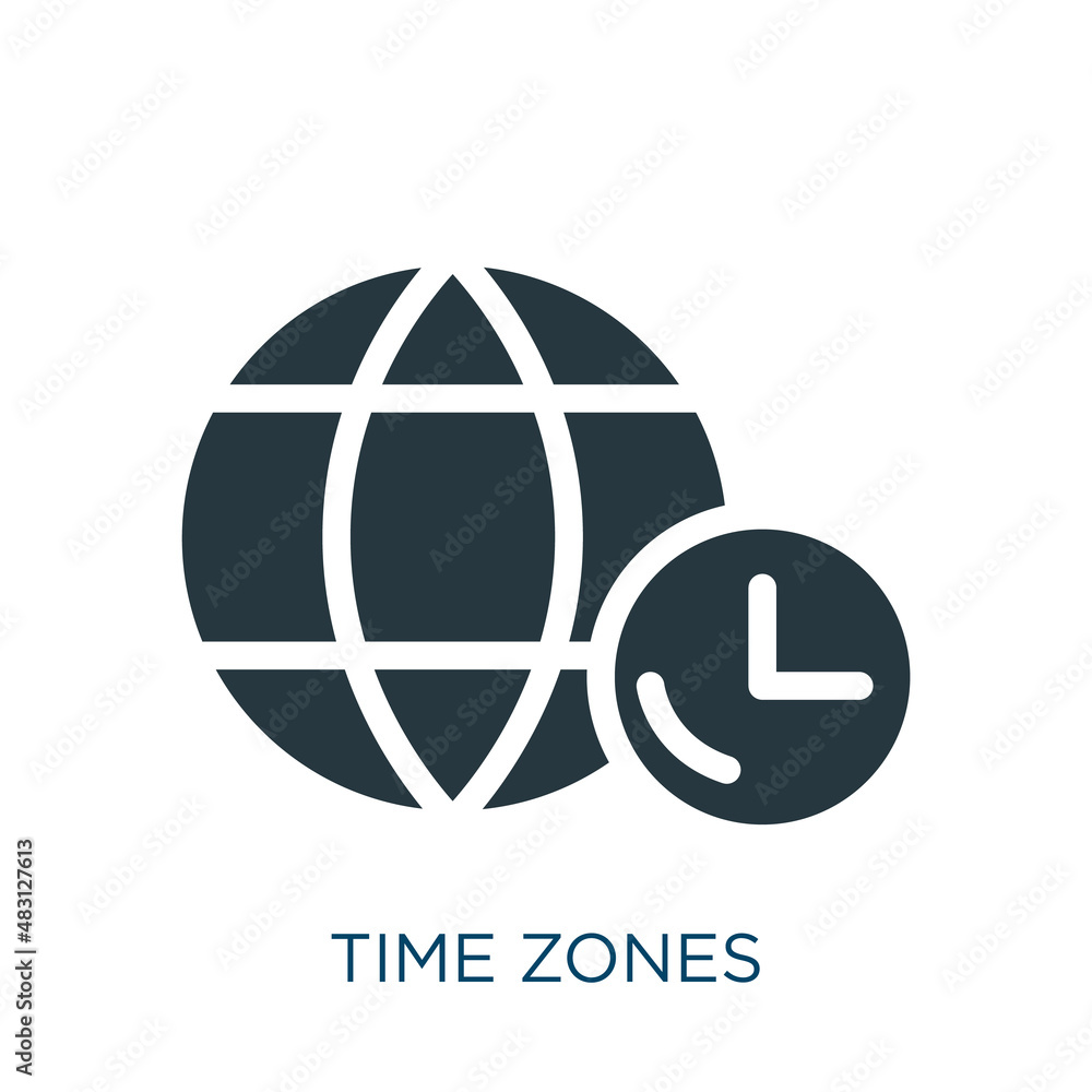 time zones vector icon. time zones, time, clock filled icons from black ...