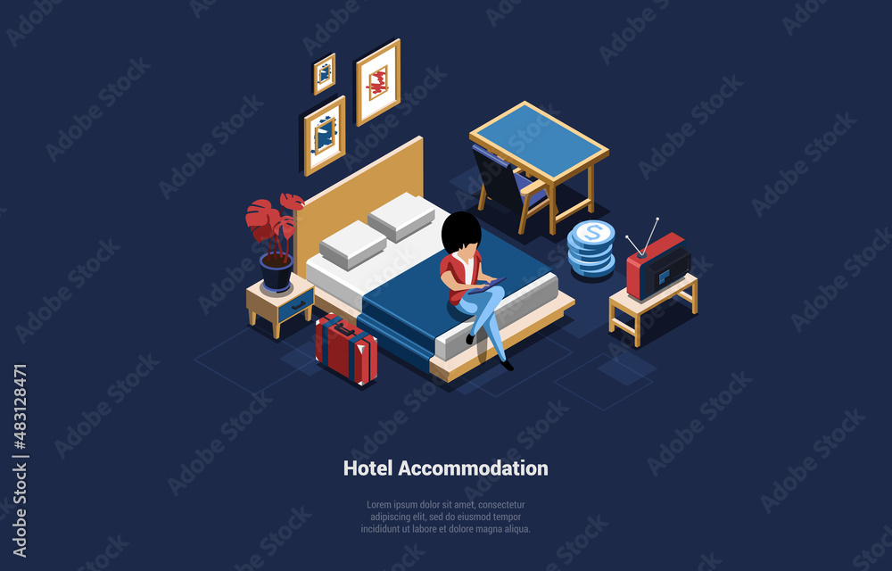 Vector Illustration. Cartoon 3D Style With Character. Isometric ...