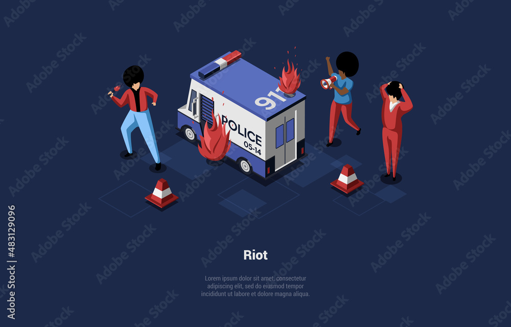 Vector Illustration. Cartoon 3D Style With Characters. Isometric ...
