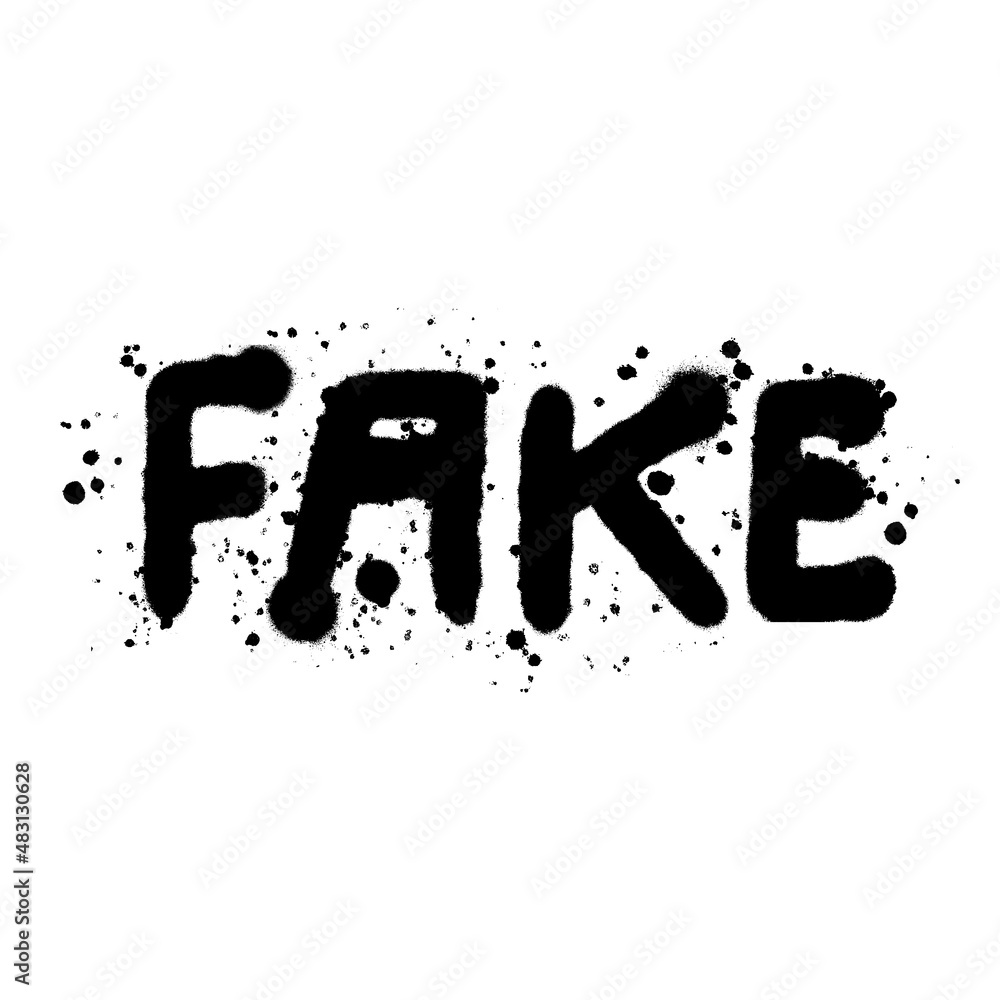 Fake graffiti text, acryl spray paint lettering with paint blobs and ...