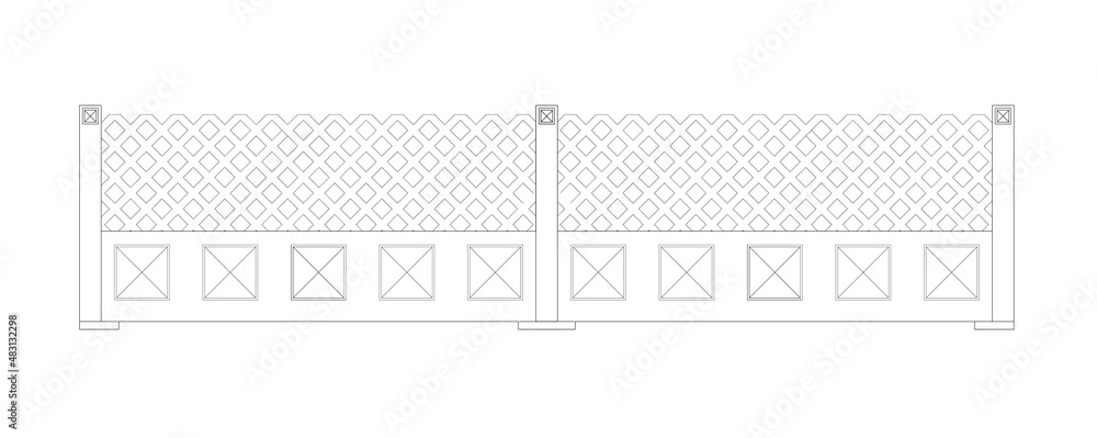 2 section of 2D decorative fencing drawing. Created using the CAD ...