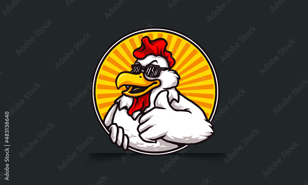 Cool Funny Chicken Mascot Design Suitable For Restaurant Logo Or ...
