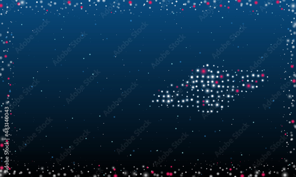 On the right is the saturn symbol filled with white dots. Pointillism ...