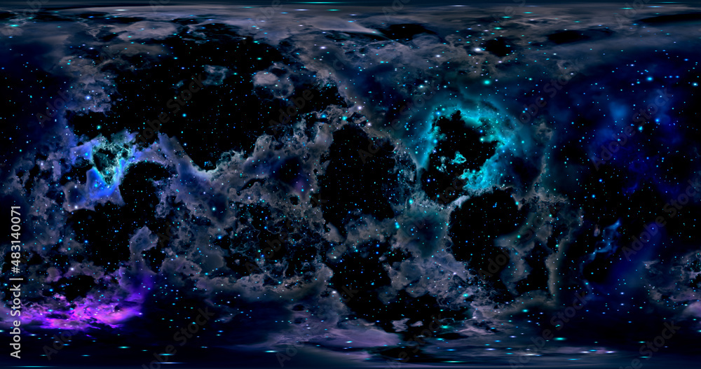 3d rendering. Space background with nebula and stars. Environment 360 ...