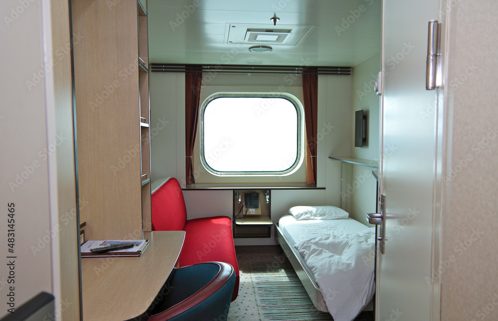 Cozy bedroom living room inside cabin suite stateroom in stylish ...