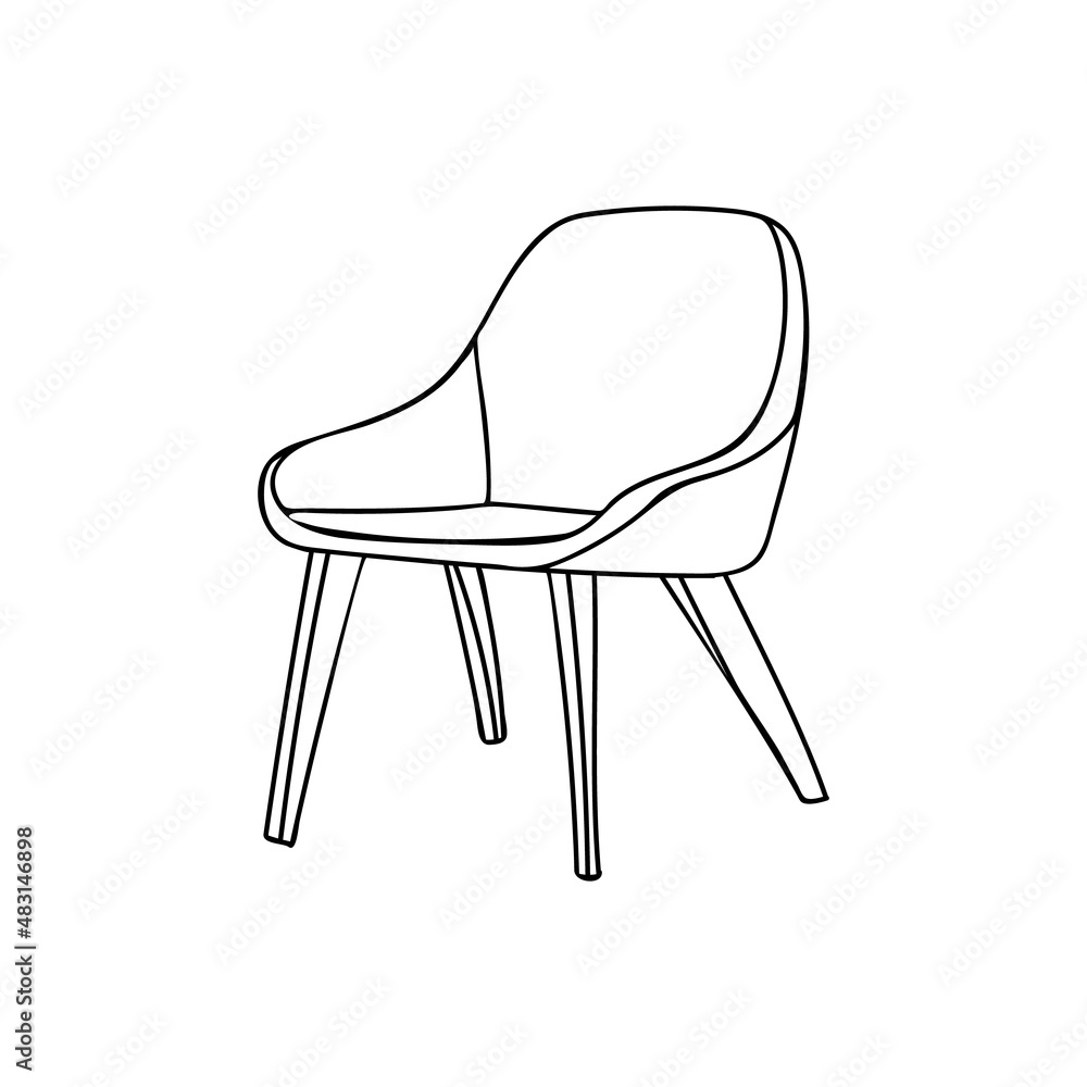 Chair doodle icon in vector. Hand drawn chair icon in vector. Doodle ...