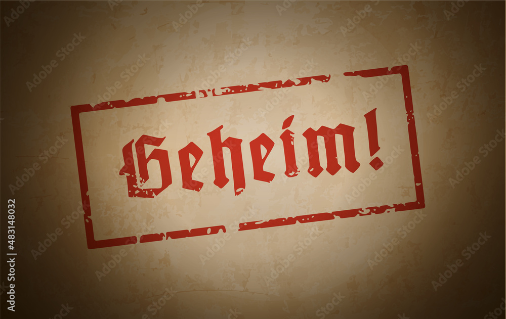 Grafik Stempel geheim in Frakturschrift auf Papierhintergrund Stock ...