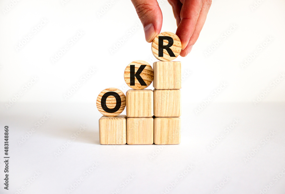 OKR, objectives and key results symbol. Concept words OKR objectives ...