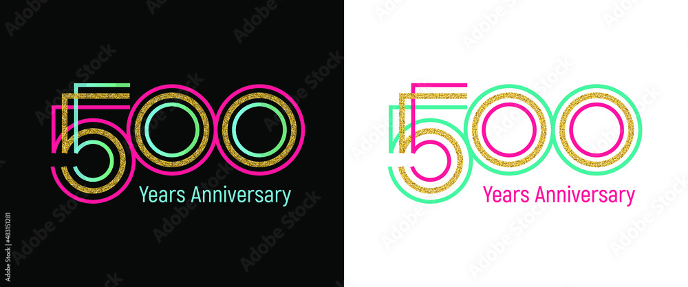 Elegant 500th anniversary logo template made of bright ribbons. Variant ...