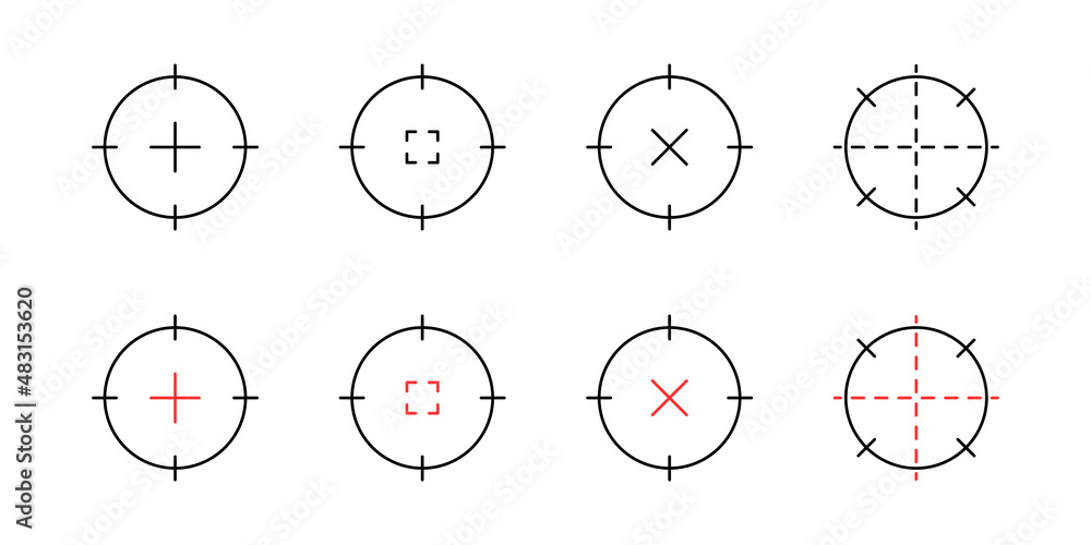 Crosshair target icon. Cross aim sniper scope vector set. Stock Vector ...