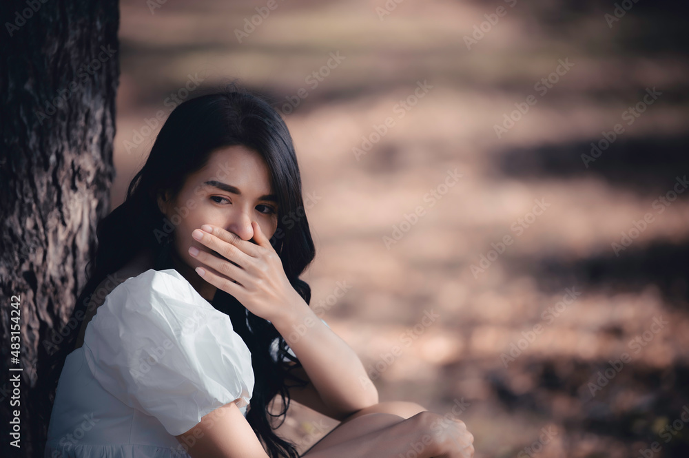 Lonely Sad fat woman ,She think over from love,heartbreak,Heartbroken ...