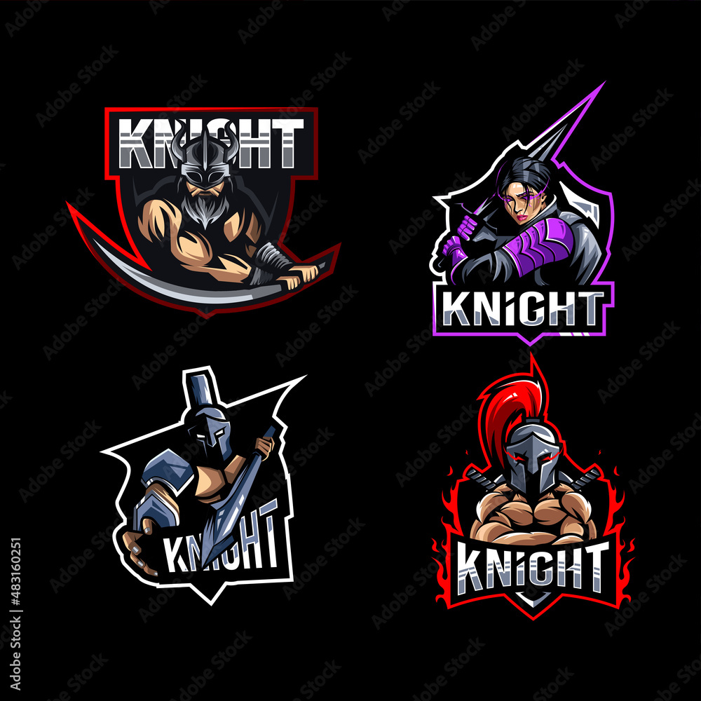 Knight logo mascot collection design Stock Vector | Adobe Stock